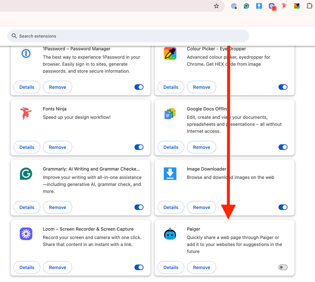 My Paiger Chrome Extension has disappeared or needs updating